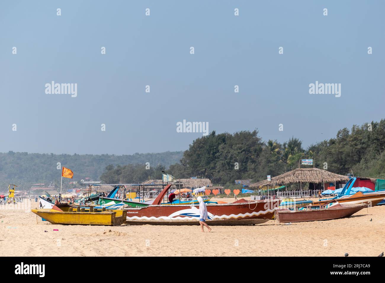 Calangute, Goa, India - January 2023: Fishing boats anchored on the ...