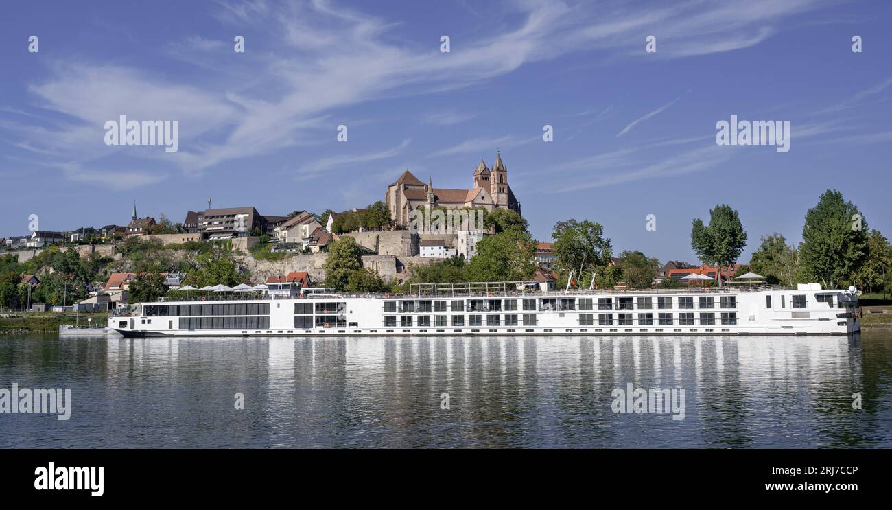 View across river Rhine to the Münsterberg hill with St ...