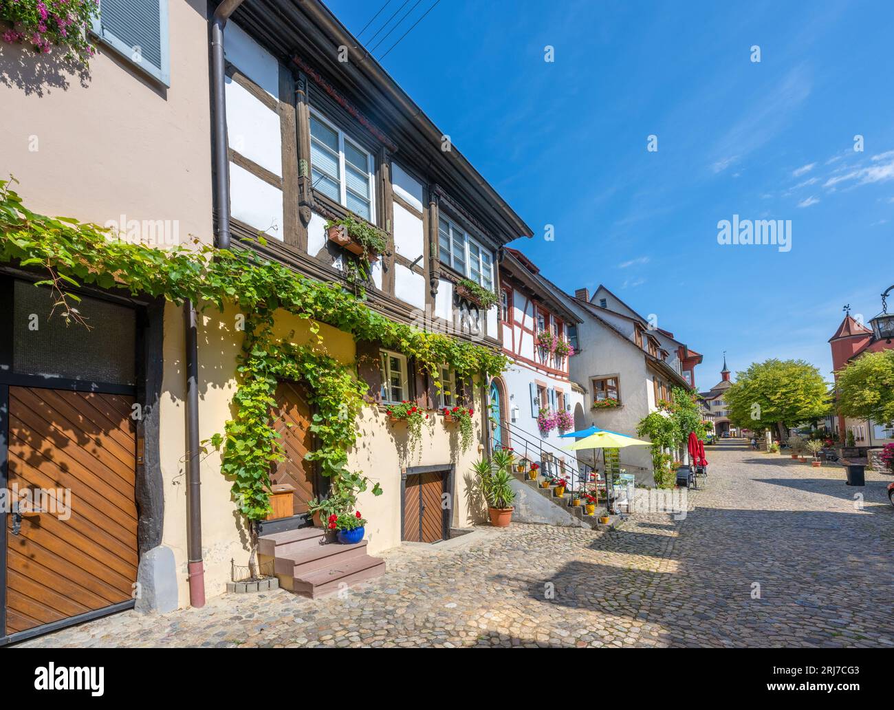 Historic centre of Vogtsburg-Burkheim, Kaiserstuhl, Baden-Wuerttemberg ...