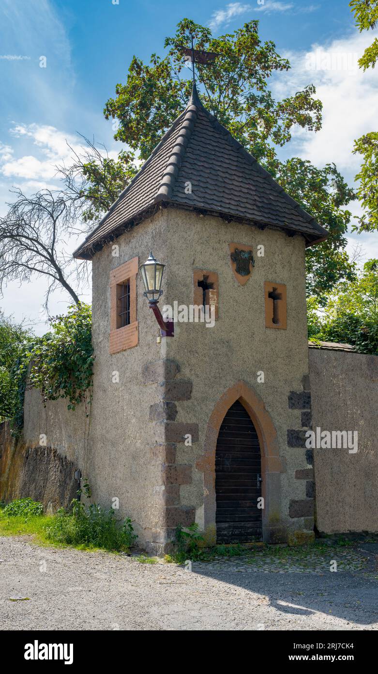 An old watchtower on the ascent to Eckhartsberg. Breisach, Baden ...