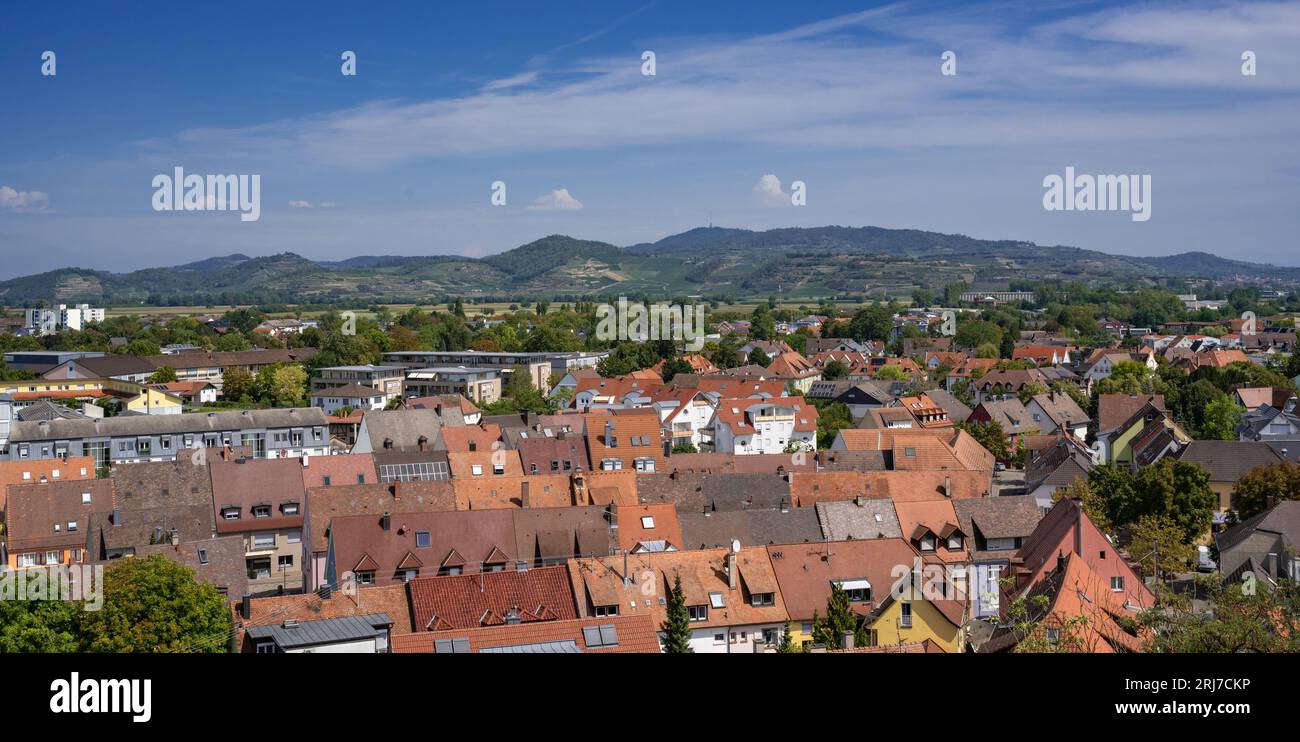 View over the center of Breisach am Rhein from Eckartsberg to black ...