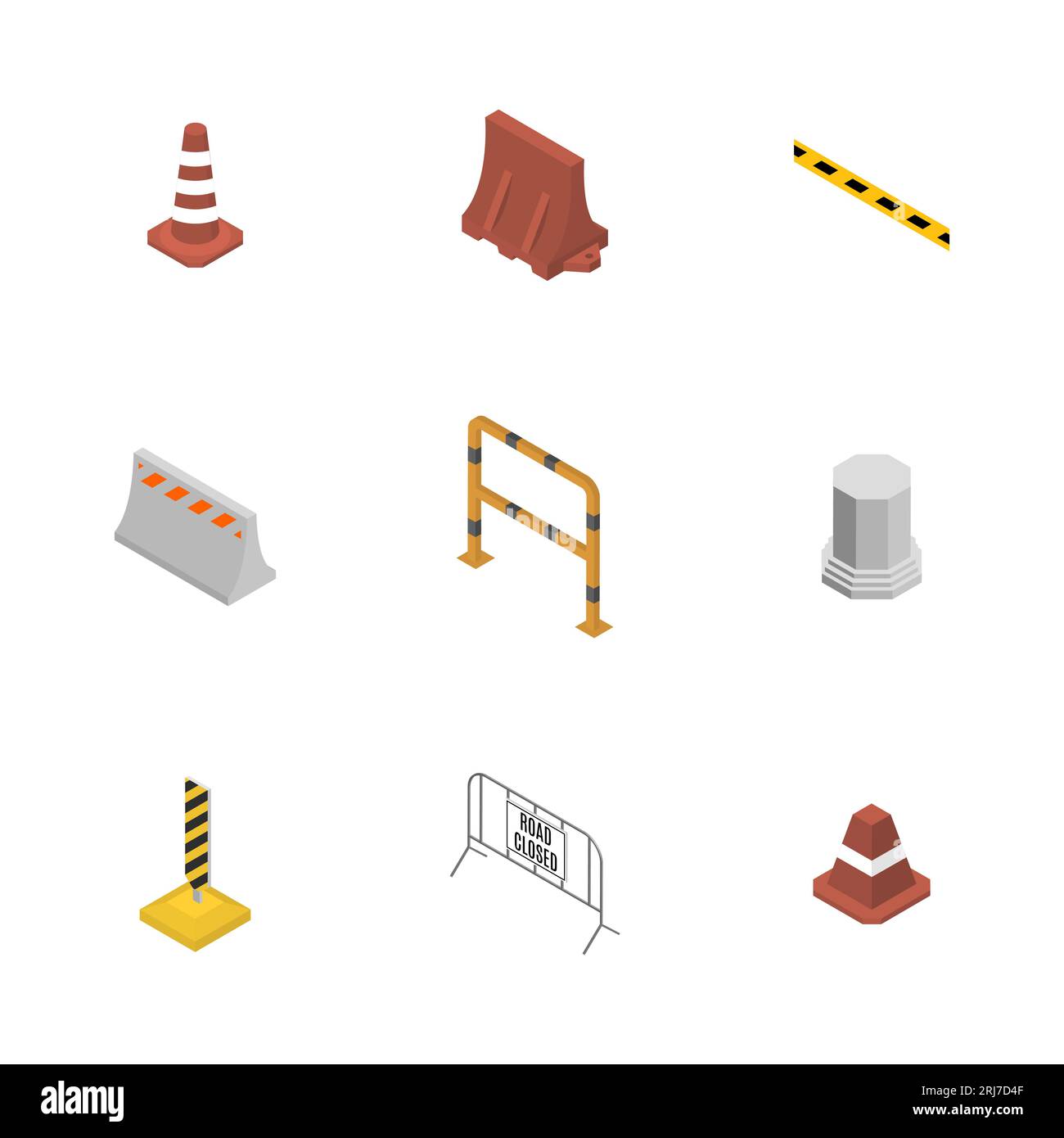 Under construction design elements. Set of different signs road repairs ...