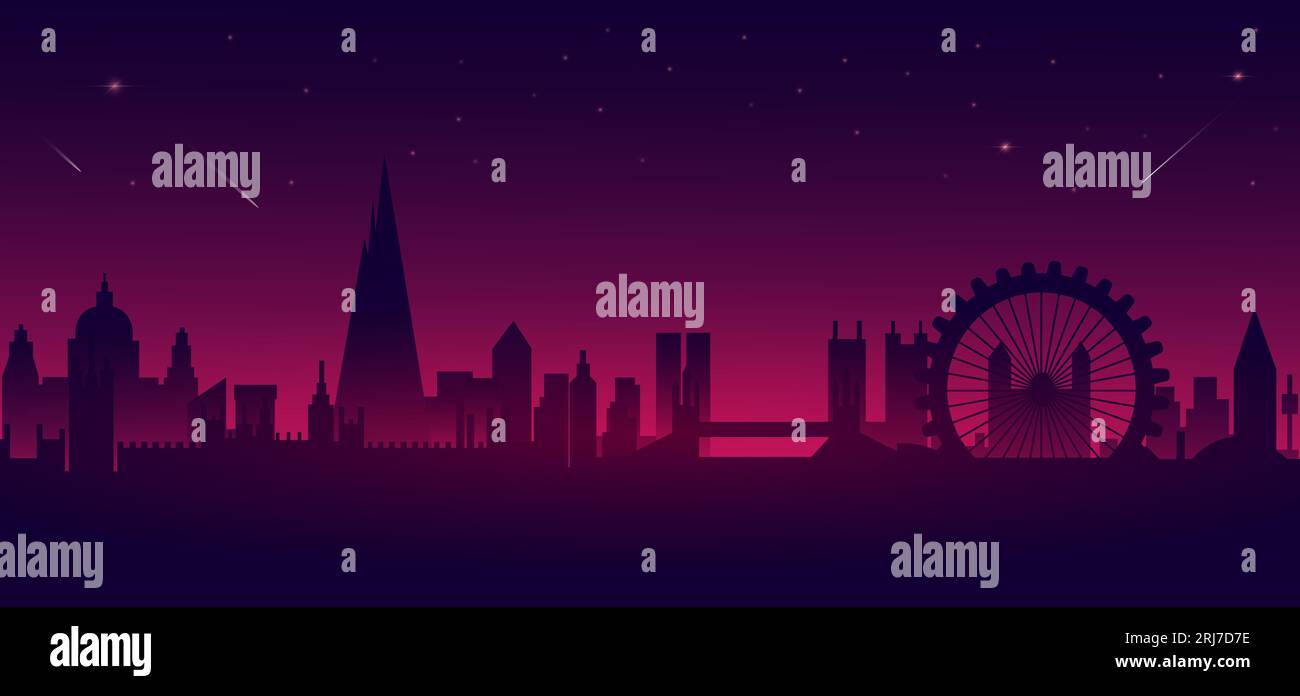 Night city silhouette. Retro Futurism. 80s Retro poster Background with ...