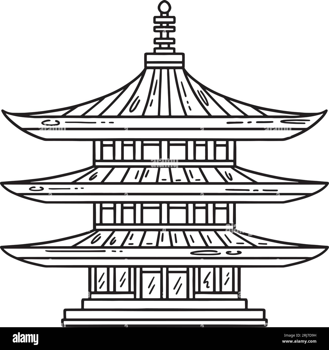Pagoda Isolated Coloring Page for Kids Stock Vector Image & Art - Alamy