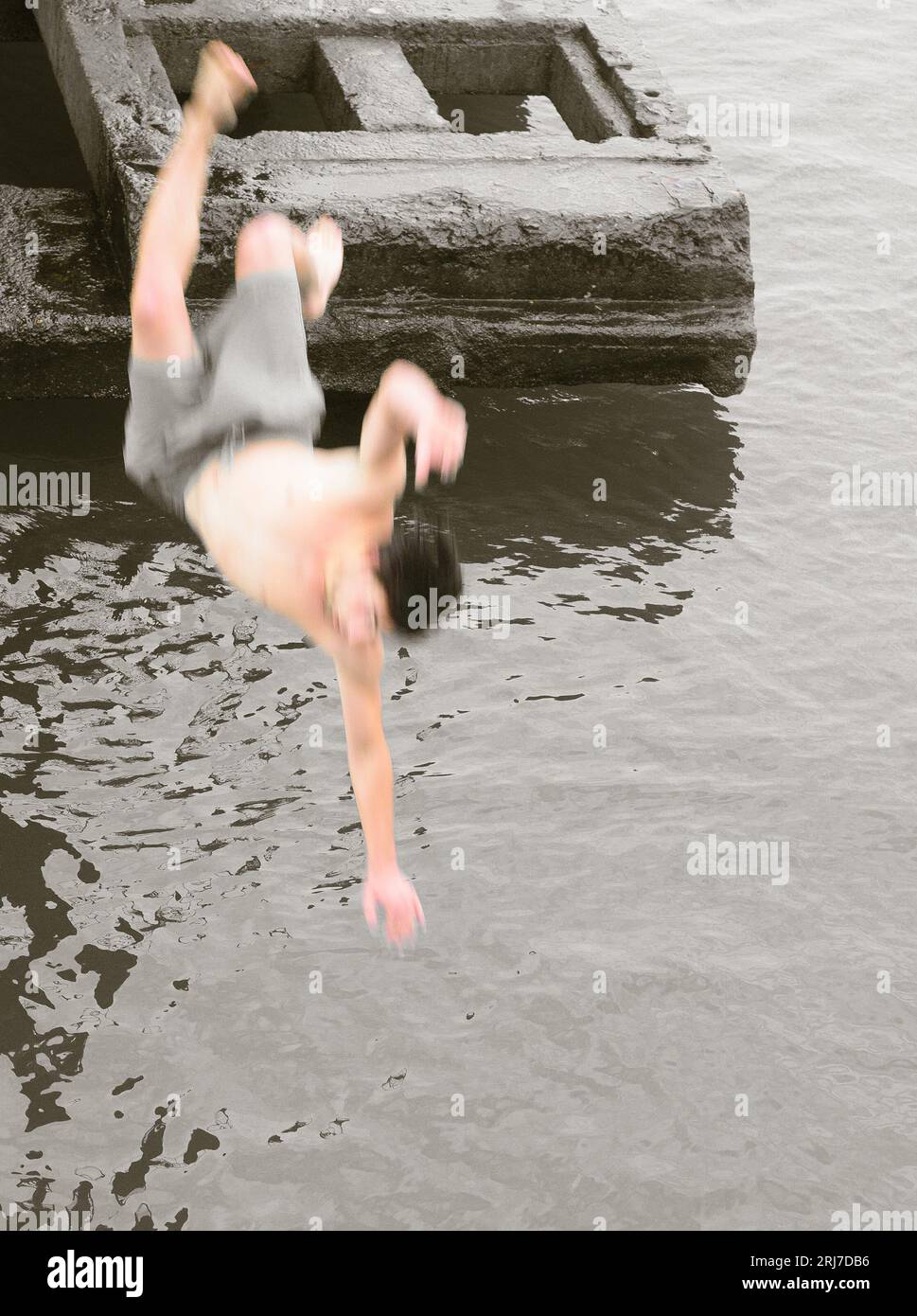 teenager teen boy water jumping Stock Photo - Alamy