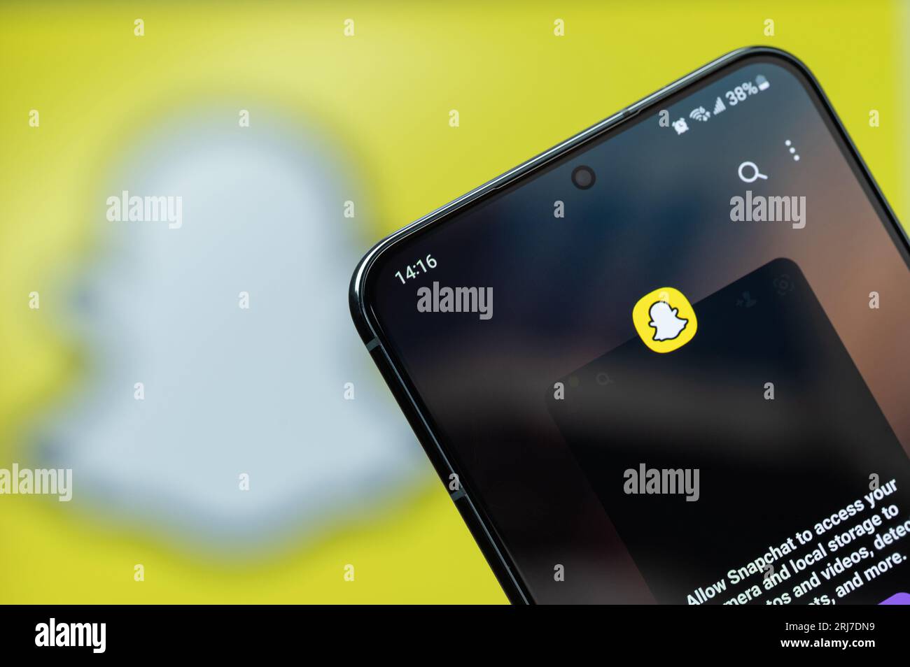 New York, USA - August 20, 2023: Selecting snapchat appon smartphone ...