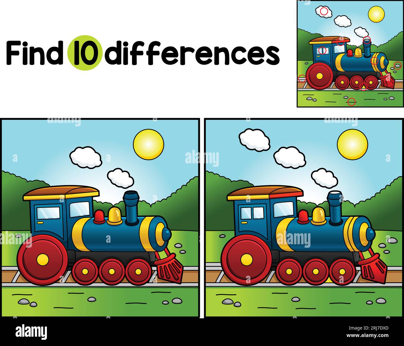 Steam Locomotive Vehicle Find The Differences Stock Vector Image & Art ...