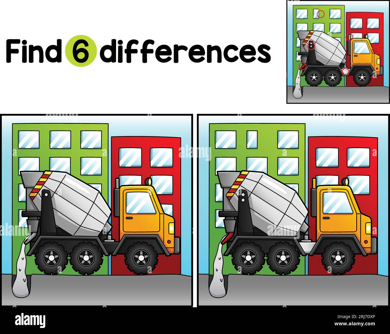 Concrete Mixer Vehicle Find The Differences Stock Vector Image & Art ...