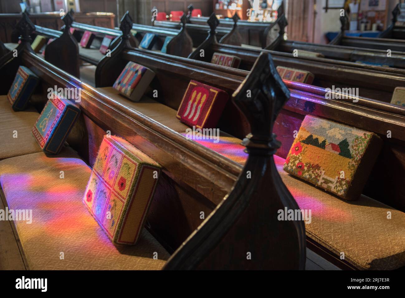 Church Kneelers, made by individually by members of the congregation ...