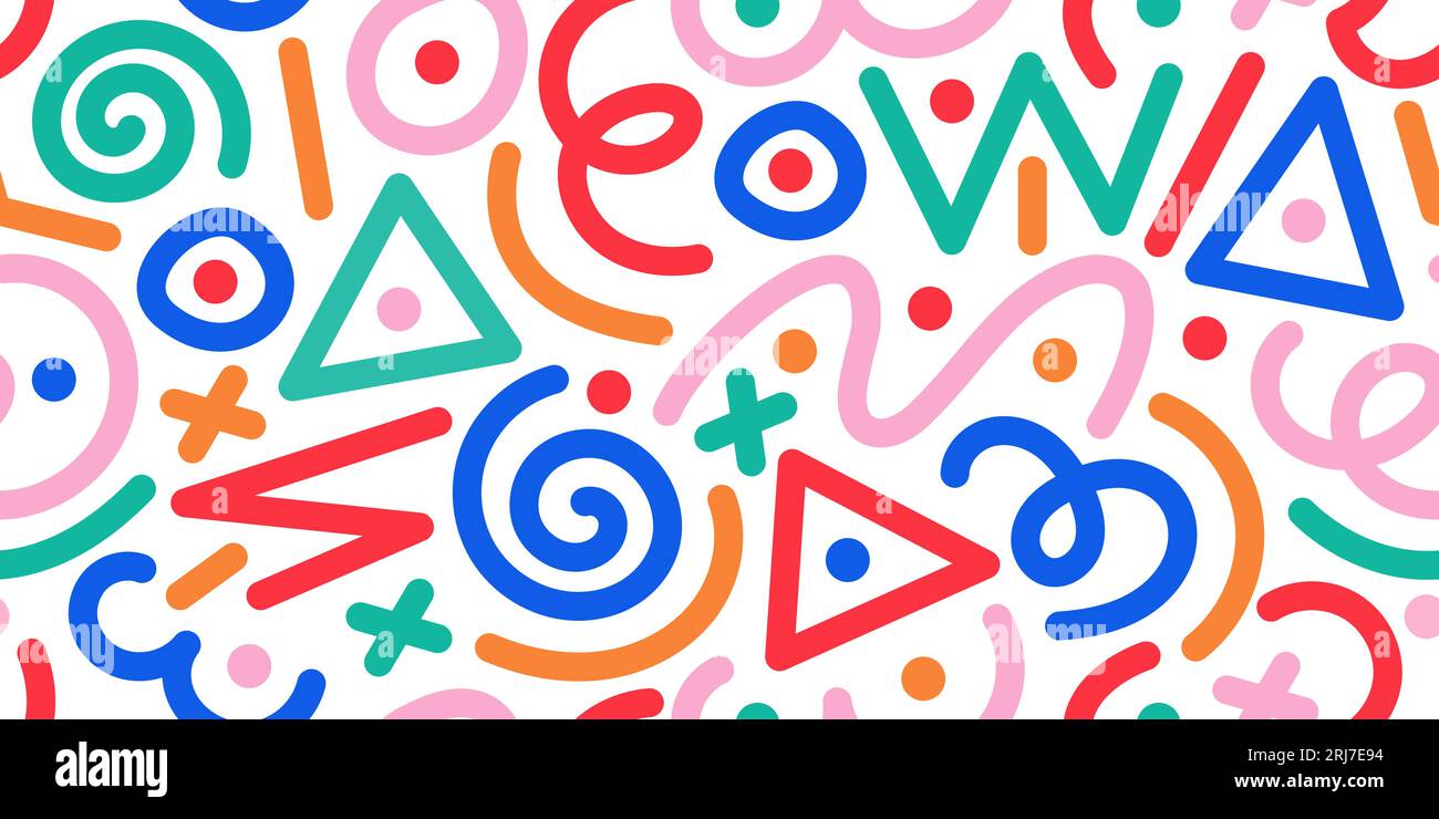 Fun colorful line doodle seamless pattern Stock Vector Image & Art - Alamy