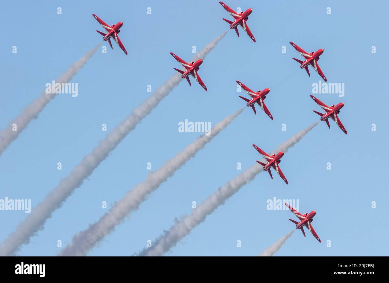 Eastbourne, UK. 20th August 2023.The Red arrows full display at famous ...