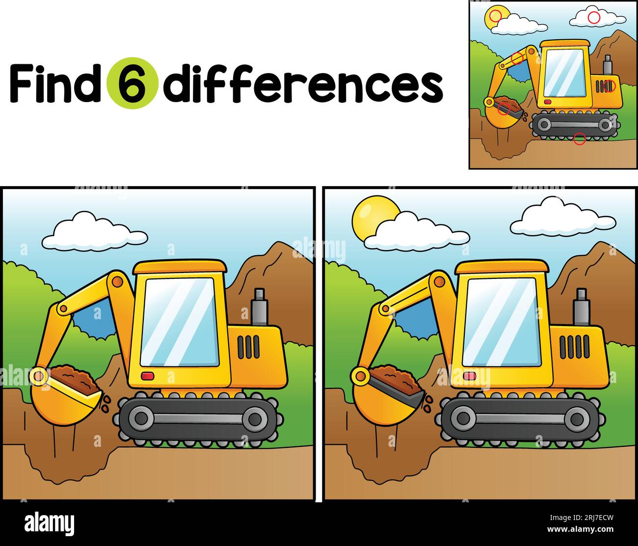 Excavator Vehicle Find The Differences Stock Vector Image & Art - Alamy