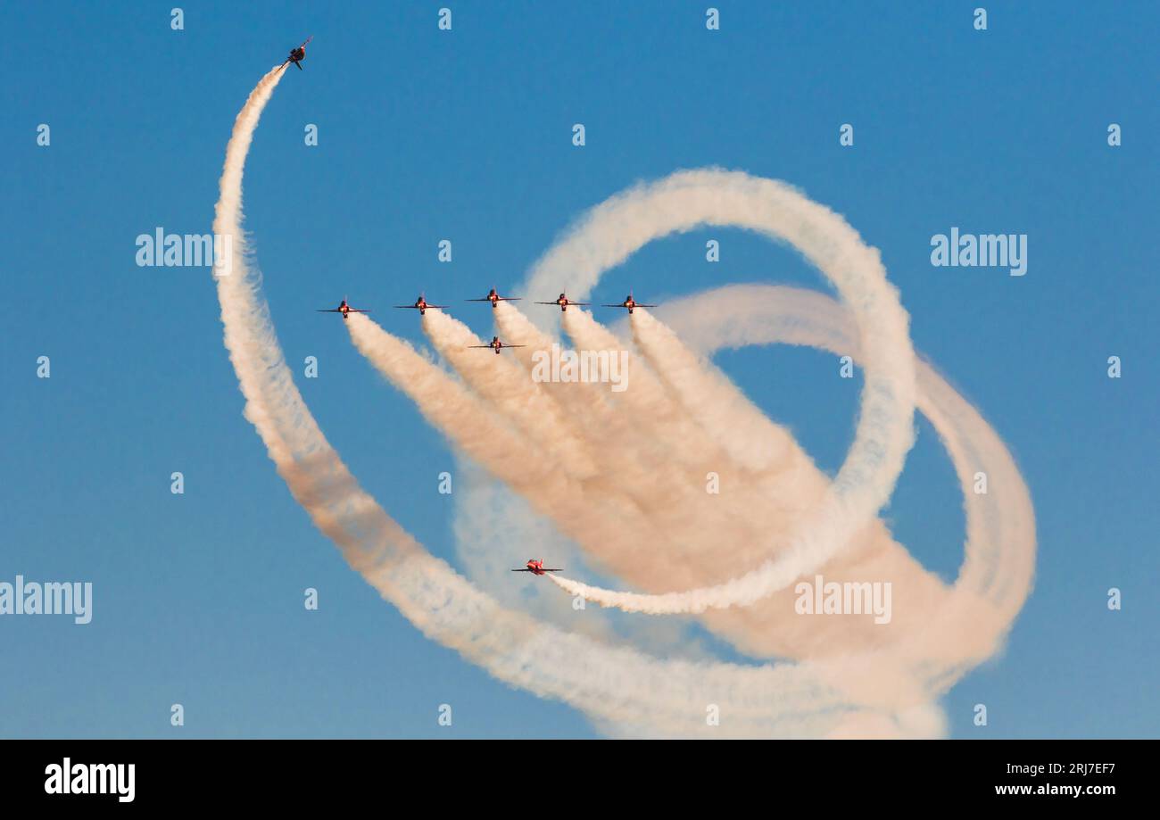Eastbourne, UK. 20th August 2023.The Red arrows full display at famous ...
