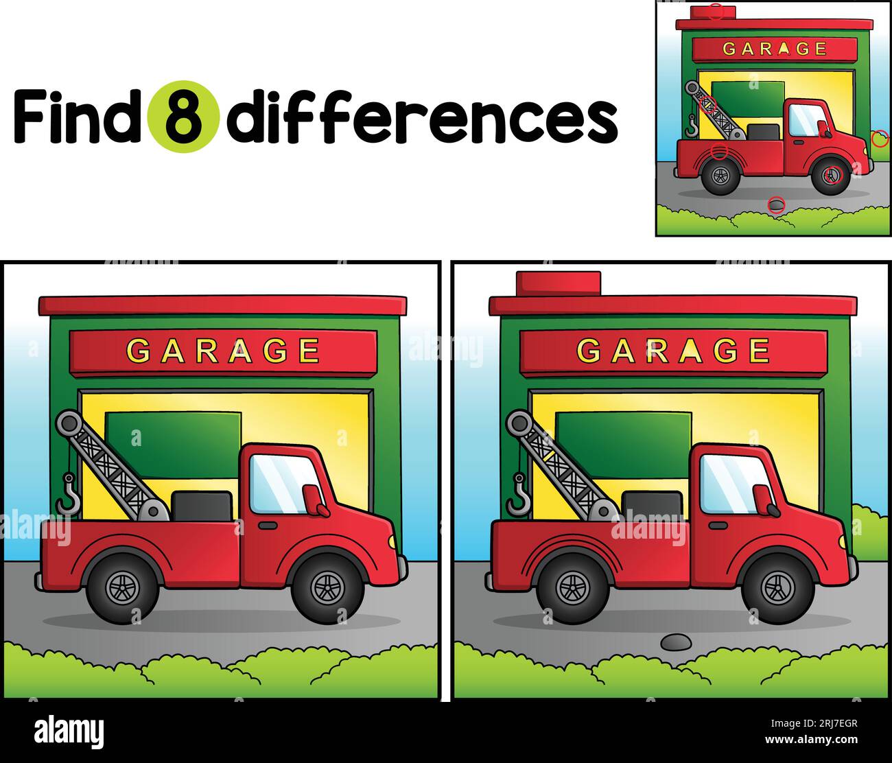 Tow Vehicle Find The Differences Stock Vector Image & Art - Alamy