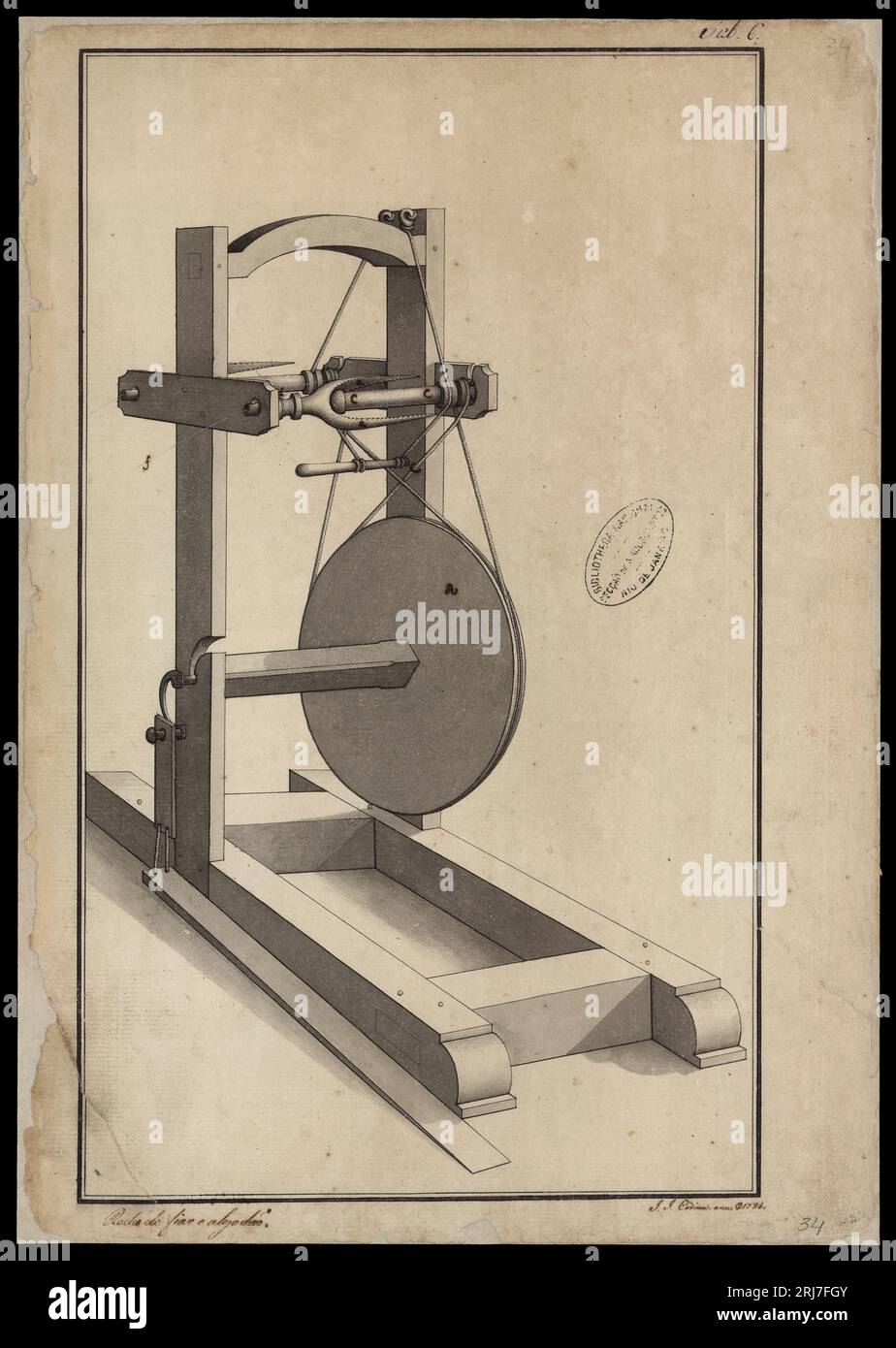 Roda de fiar o algodão 1784 by Joaquim José Codina Stock Photo - Alamy
