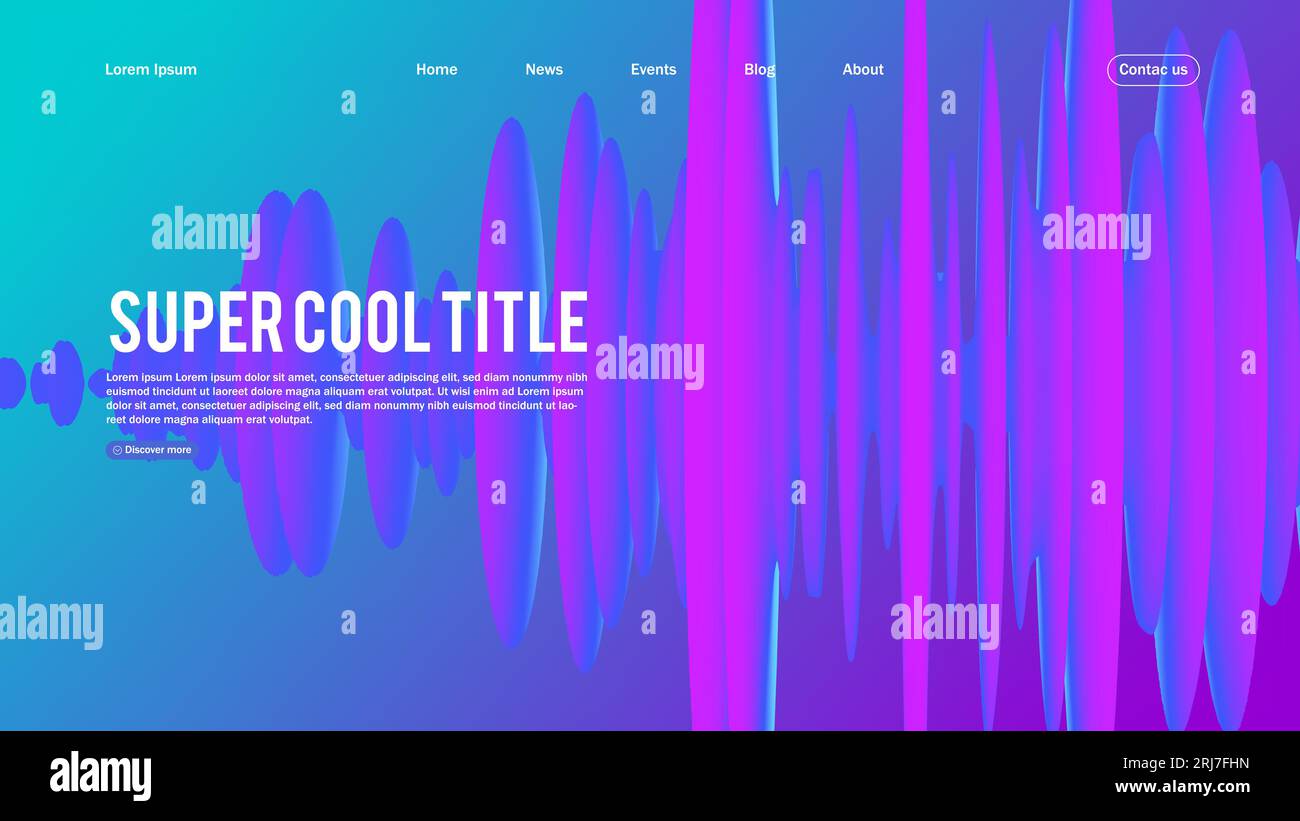 Landing page abstract design with sound wave. Template for website or ...