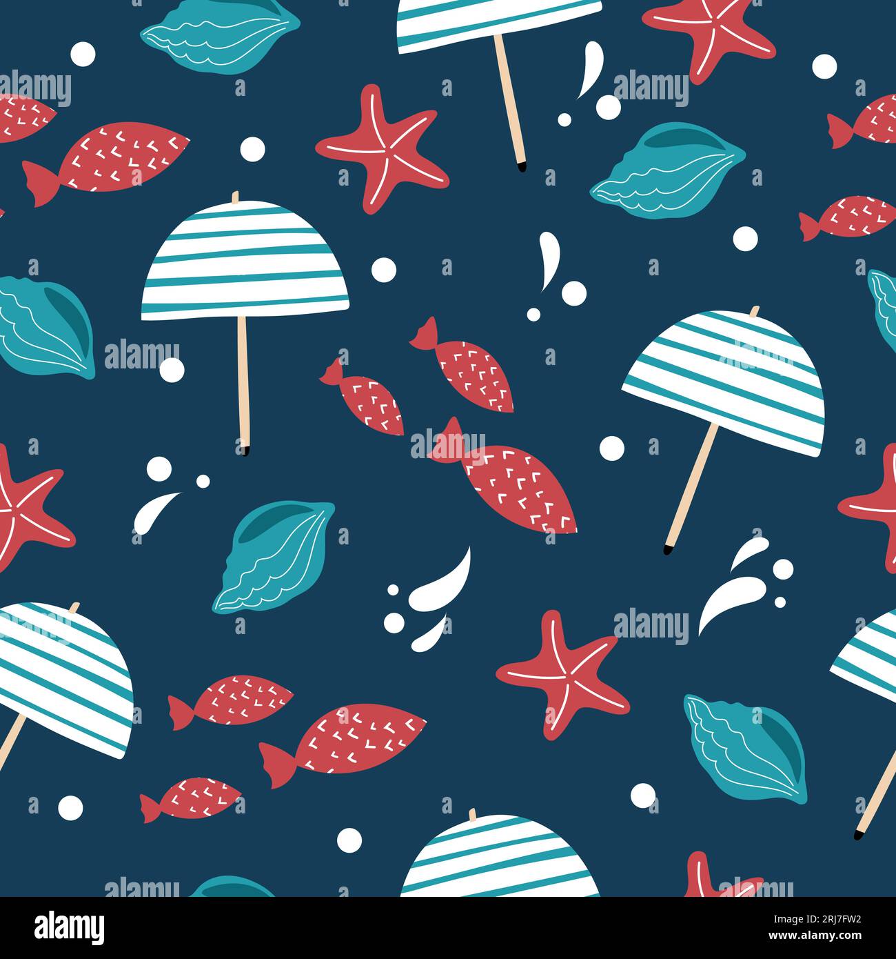Seamless pattern with handdrawn sea creatures Stock Vector Image & Art ...