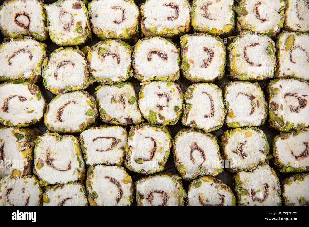 Delicious Turkish Delight with pistachios. Assortment of Turkish ...