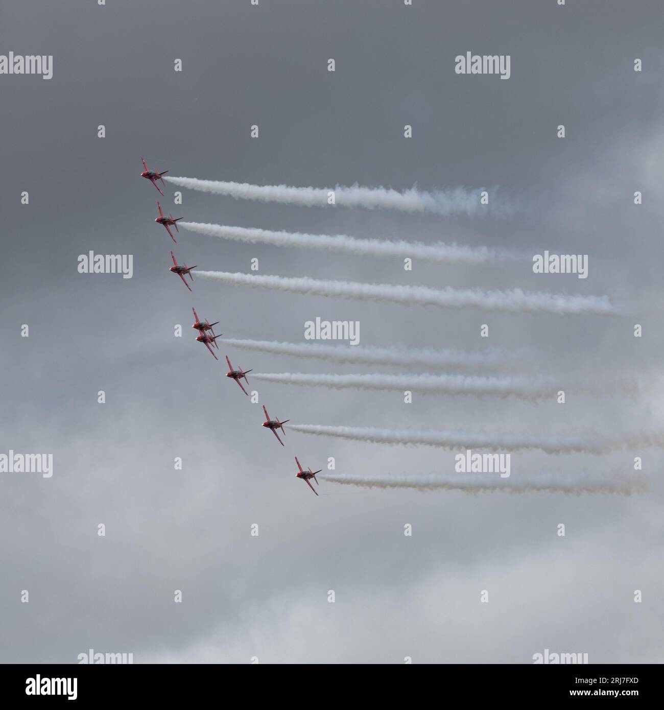 The RAF Red Arrows jet aerobatic display team at the 2023 Royal International Air Tattoo Stock ...