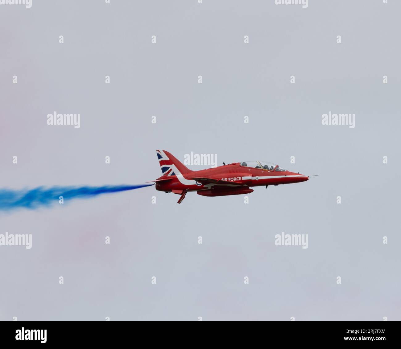 The RAF Red Arrows jet aerobatic display team at the 2023 Royal International Air Tattoo Stock ...