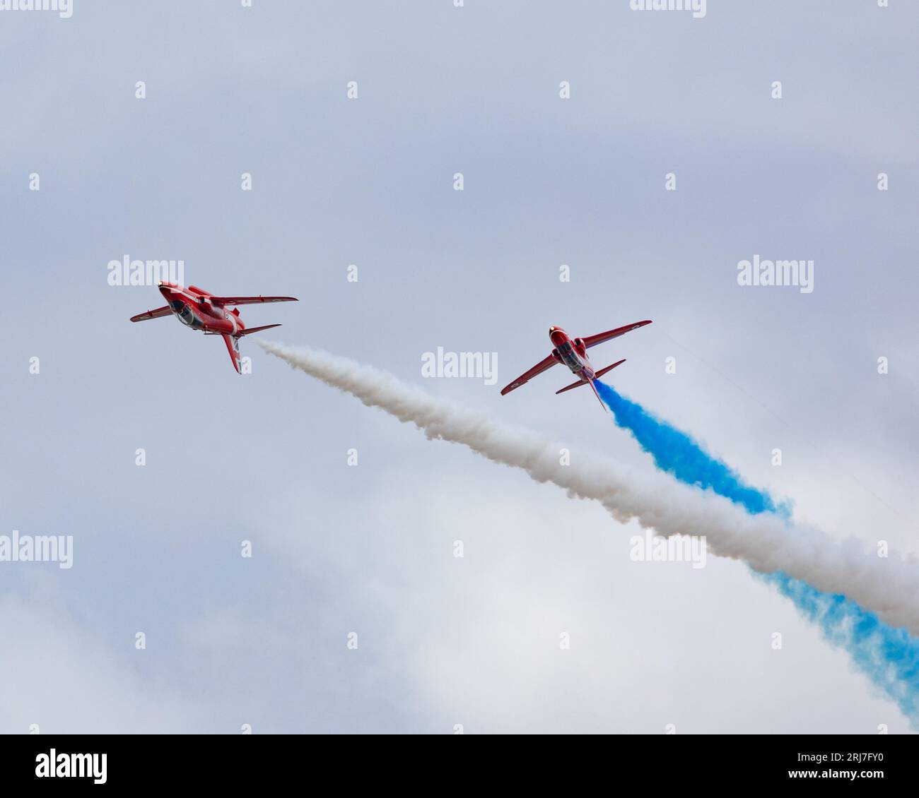 The RAF Red Arrows jet aerobatic display team at the 2023 Royal International Air Tattoo Stock ...