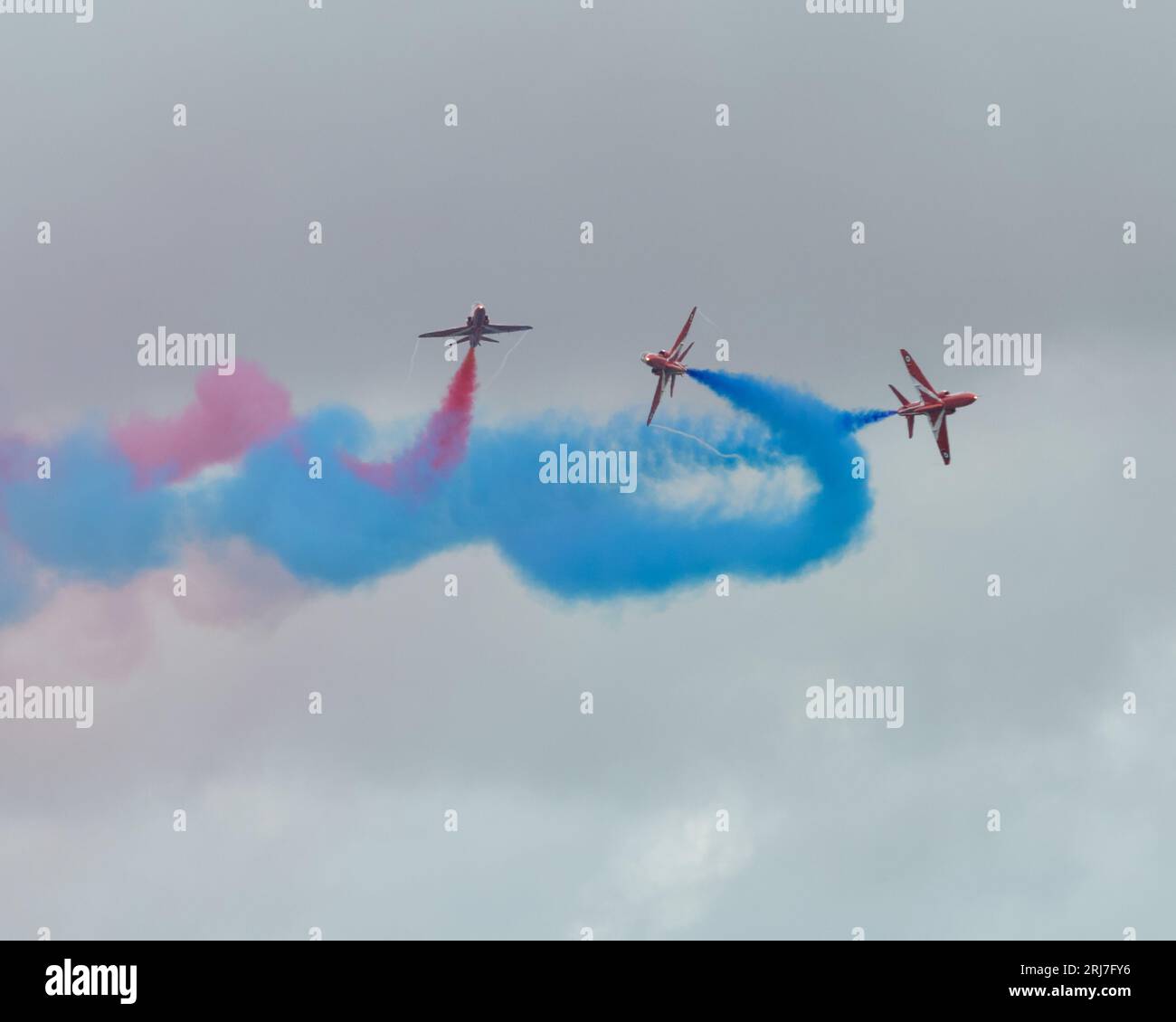 The RAF Red Arrows jet aerobatic display team at the 2023 Royal International Air Tattoo Stock ...