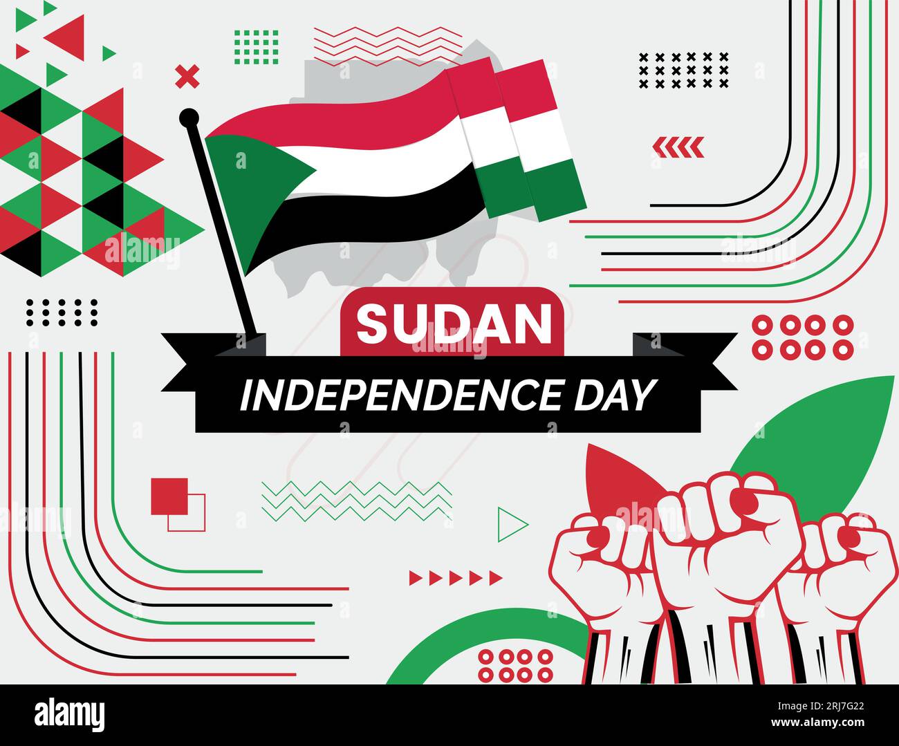 South sudan national day banner with map, flag colors theme background ...