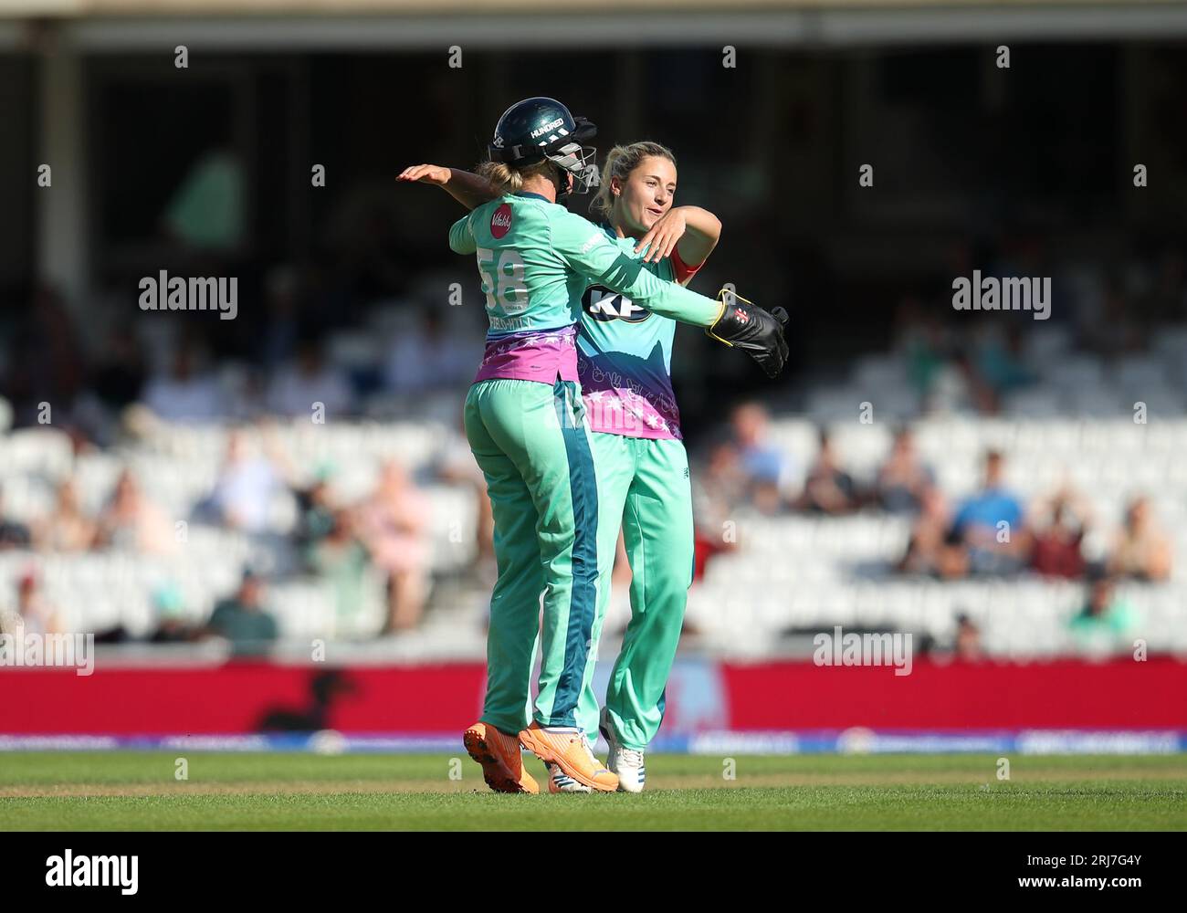 Oval Invincibles' Eva Gray celebrates the wicket of Trent Rockets ...