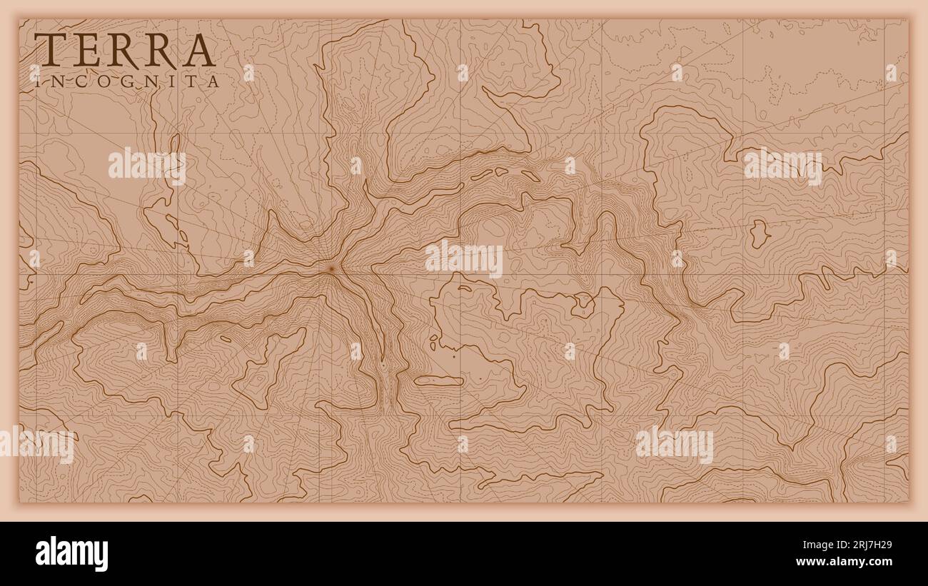 Ancient Abstract Earth Relief Old Map Generated Conceptual Vector Elevation Map Of Fantasy