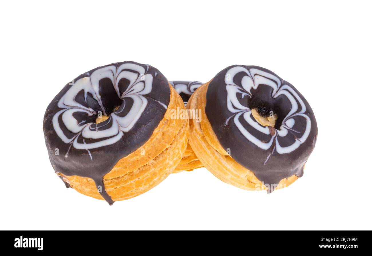 eclair cake isolated on white background Stock Photo - Alamy