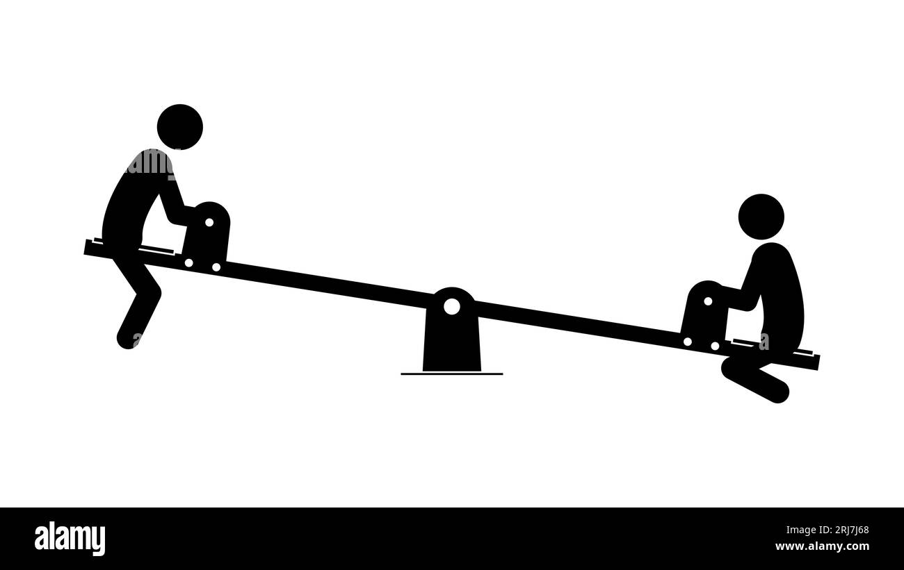 Set of stick figures swing balancer on a white background. Flat style ...