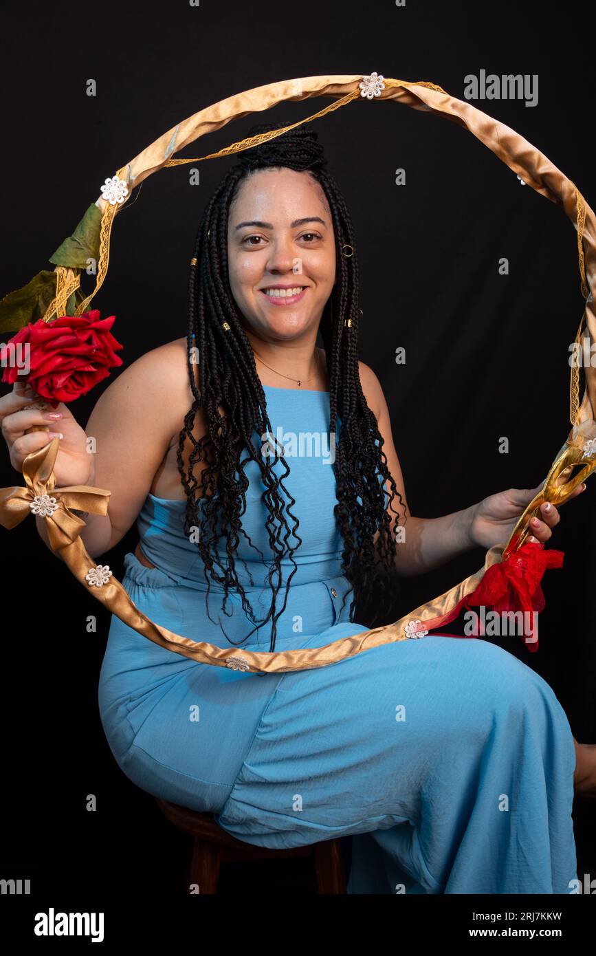 Beautiful woman wearing blue hi-res stock photography and images - Alamy