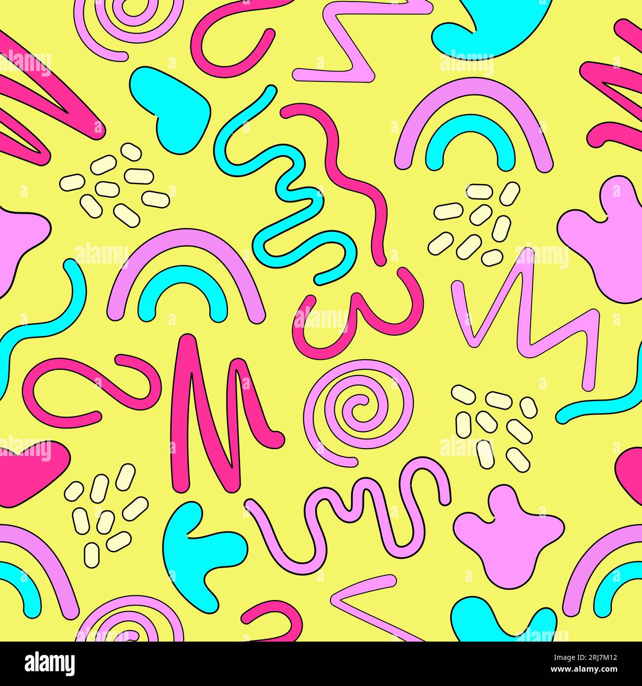 90s doodle seamless pattern with simple shapes Stock Vector Image & Art ...