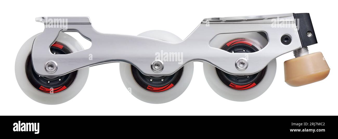 Inline figure skate frame a three-wheel rockered design, isolated on ...