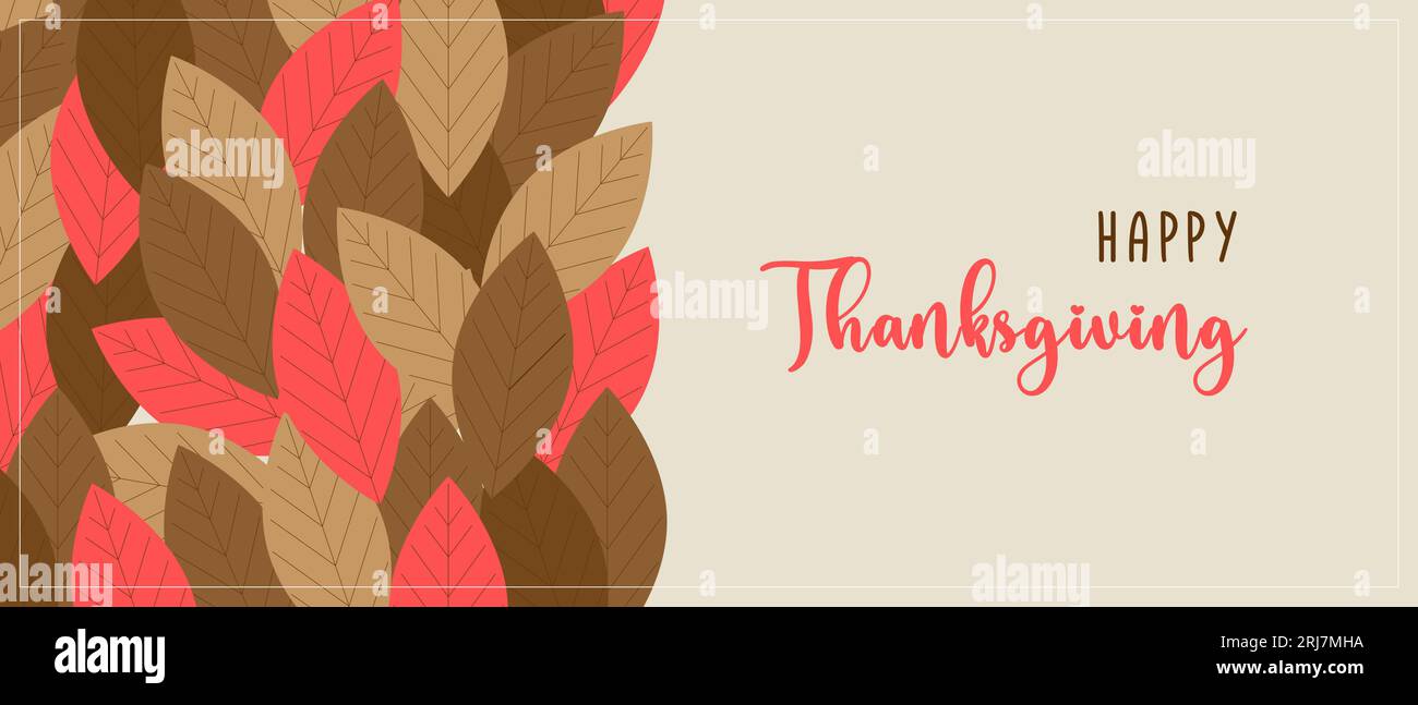 Happy Thanksgiving. Greeting card banner with red and orange autumn ...