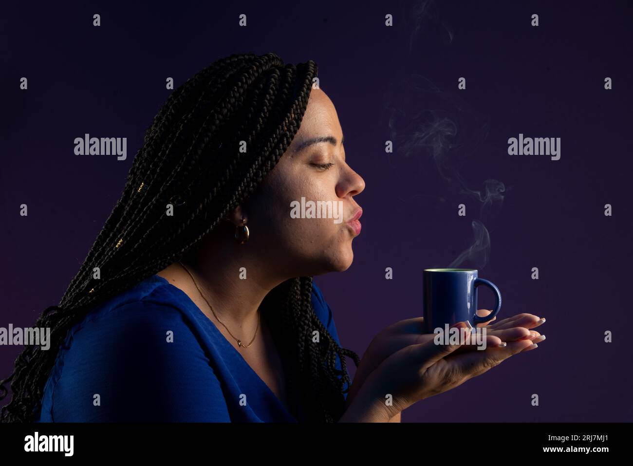 Girl Blowing Colorful Smoke