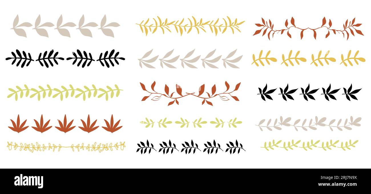 Floral dividers set Hand drawn leaf borders decor Stock Vector Image ...