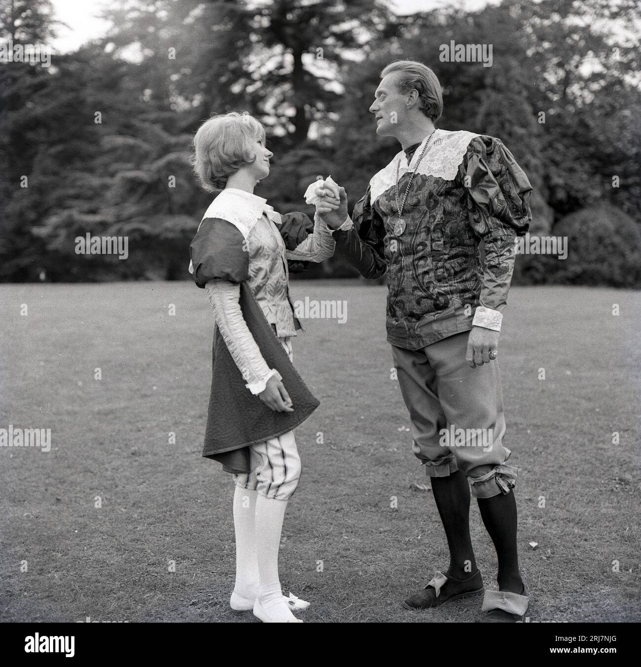 1965, historical, in Elizabethan costumes, a male and female actor ...