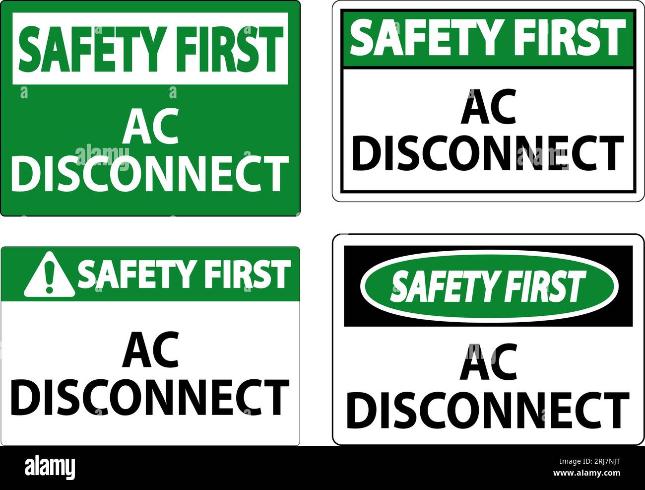 Safety First Sign, AC Disconnect Sign Stock Vector Image & Art - Alamy