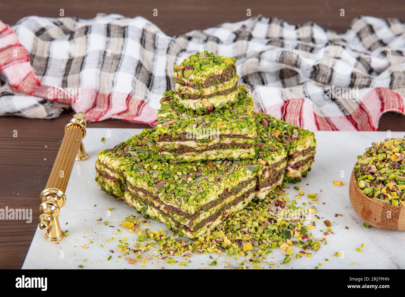 Delicious Turkish Delight with pistachios. Assortment of Turkish ...