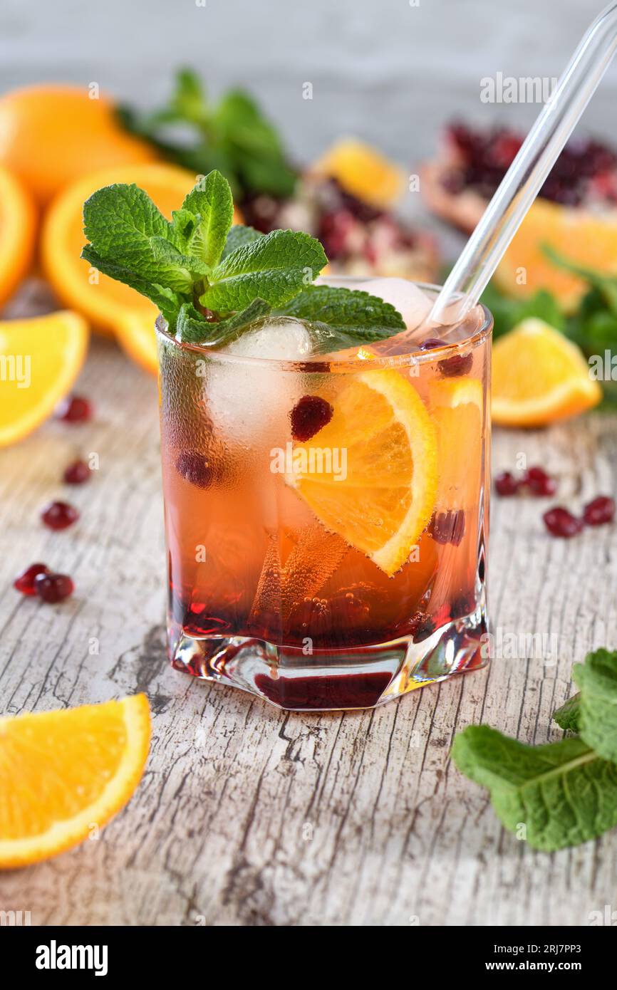 The cocktail is made from pomegranate and orange juice with tequila or ...