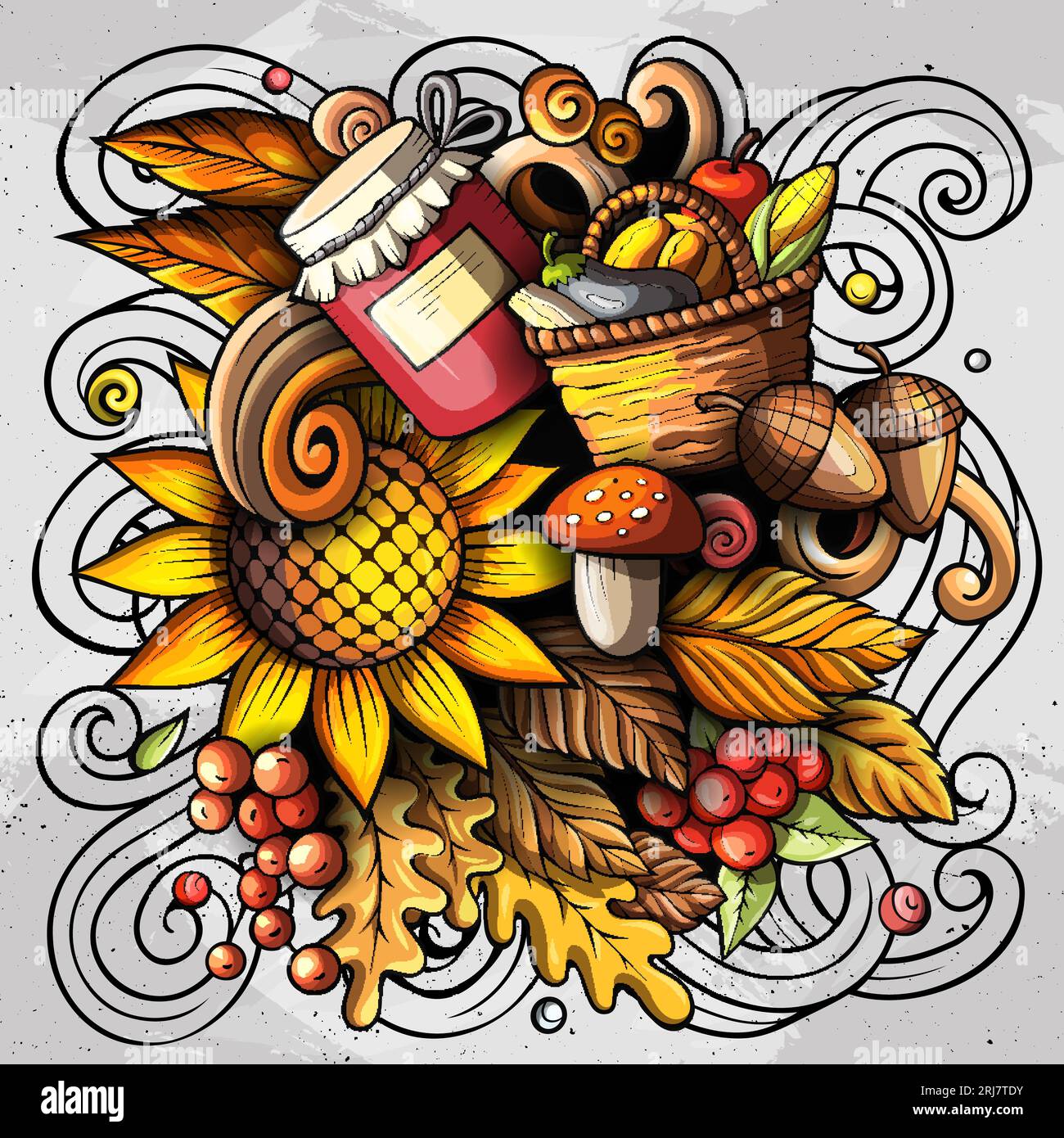 Autumn cartoon vector doodles illustration. Fall design. Season ...