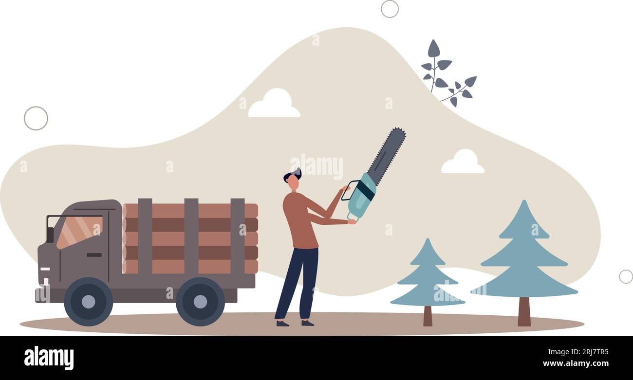 Deforestation environmental problem, clearing of forested land .flat ...