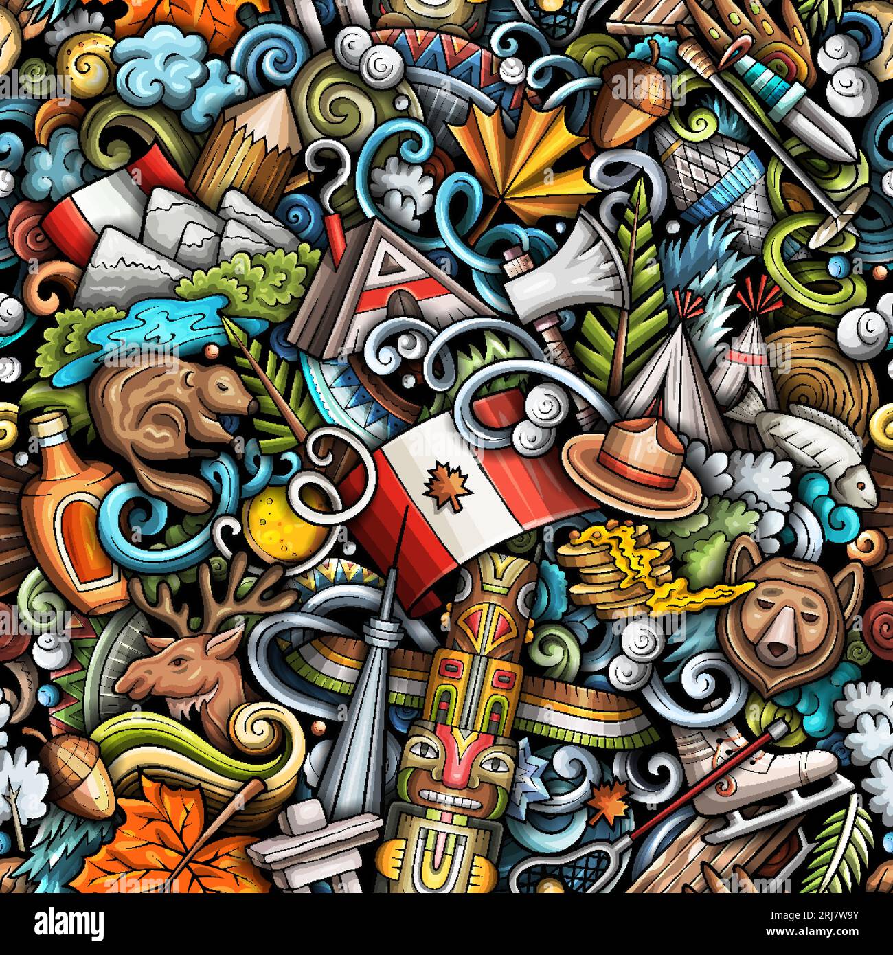 Cartoon doodles Canada seamless pattern Stock Vector Image & Art - Alamy