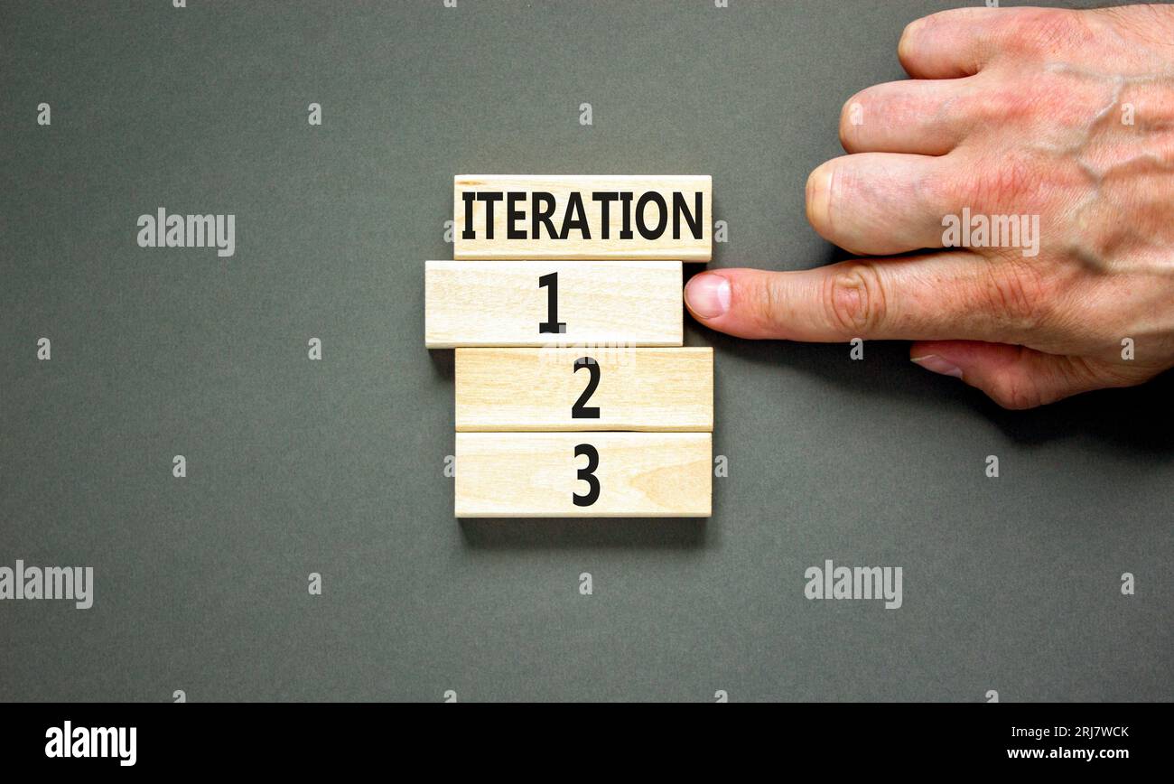 Time to iteration 1 symbol. Concept word Iteration 1 2 3 on wooden ...