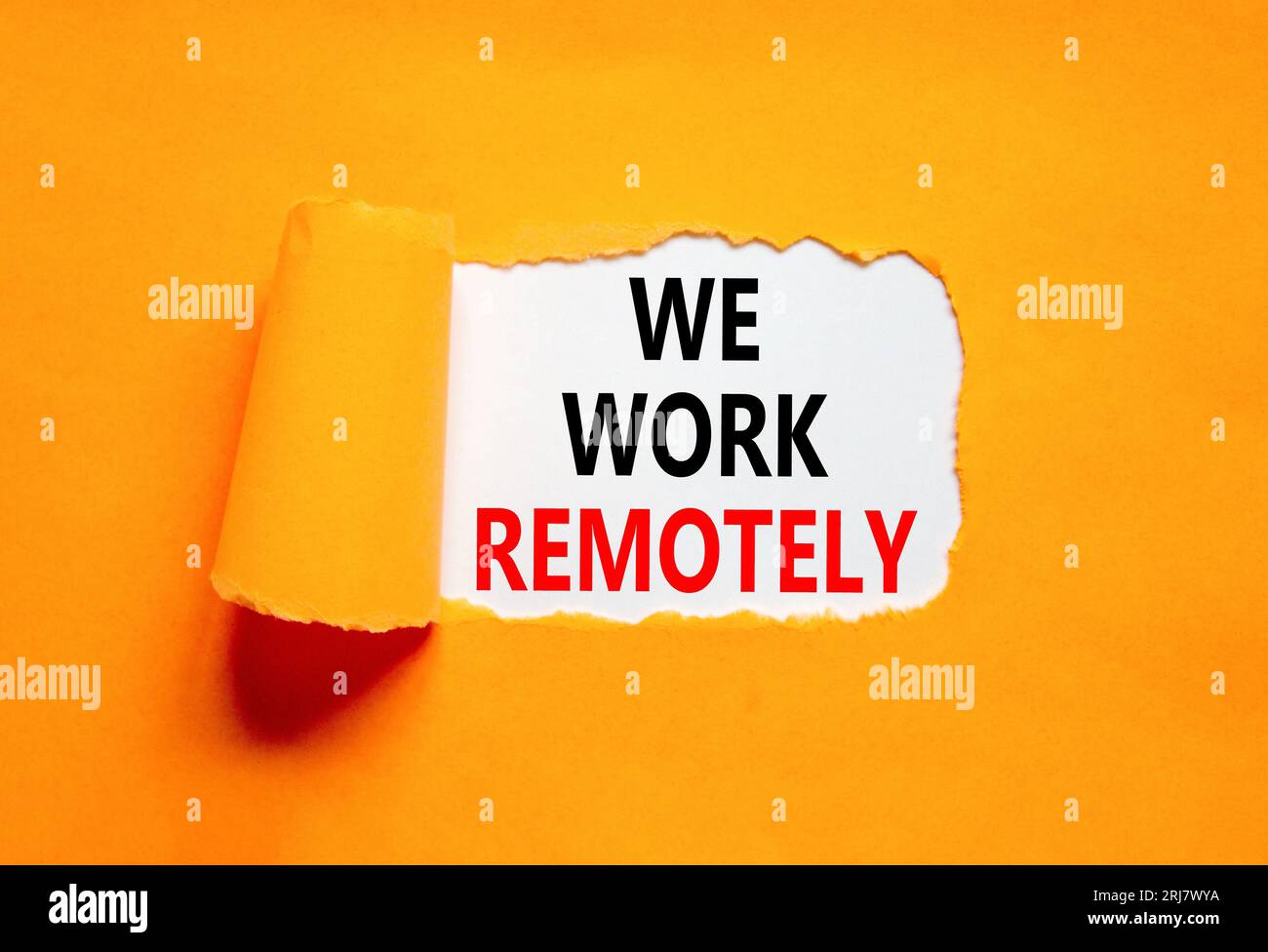 We work remotely symbol. Concept words We work remotely on beautiful ...