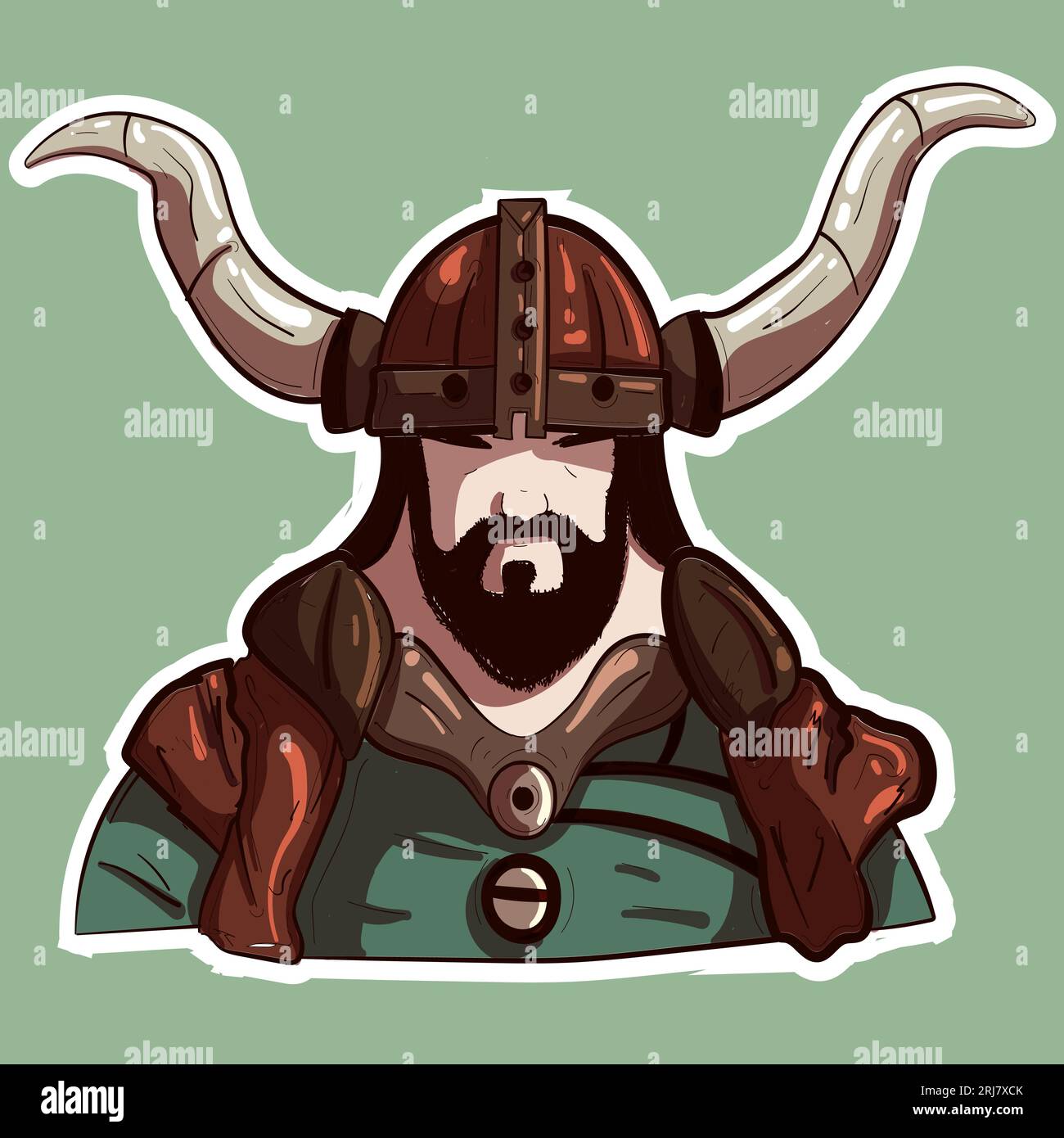 Vector illustration of a powerful viking with helmet and armour ...