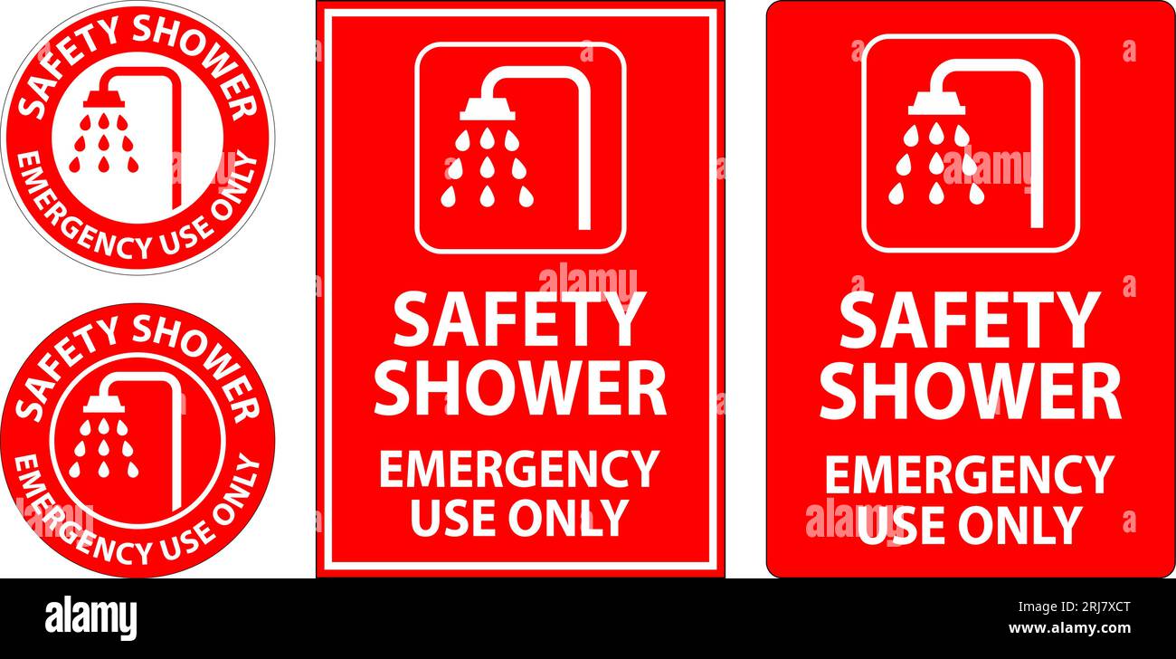 Safety Shower Sign, Safety Shower - Emergency Use Only Stock Vector ...