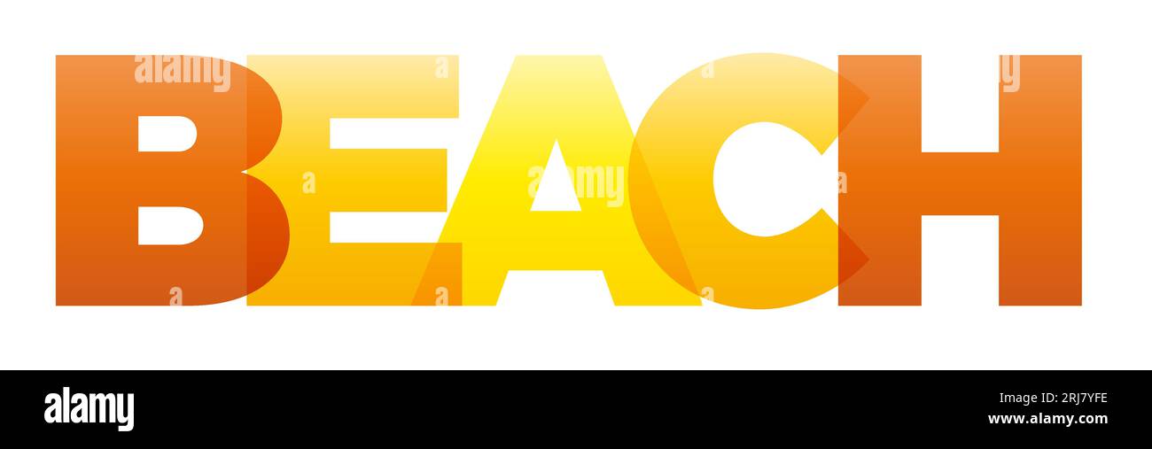 The word Beach. Vector banner with the text colored rainbow Stock ...
