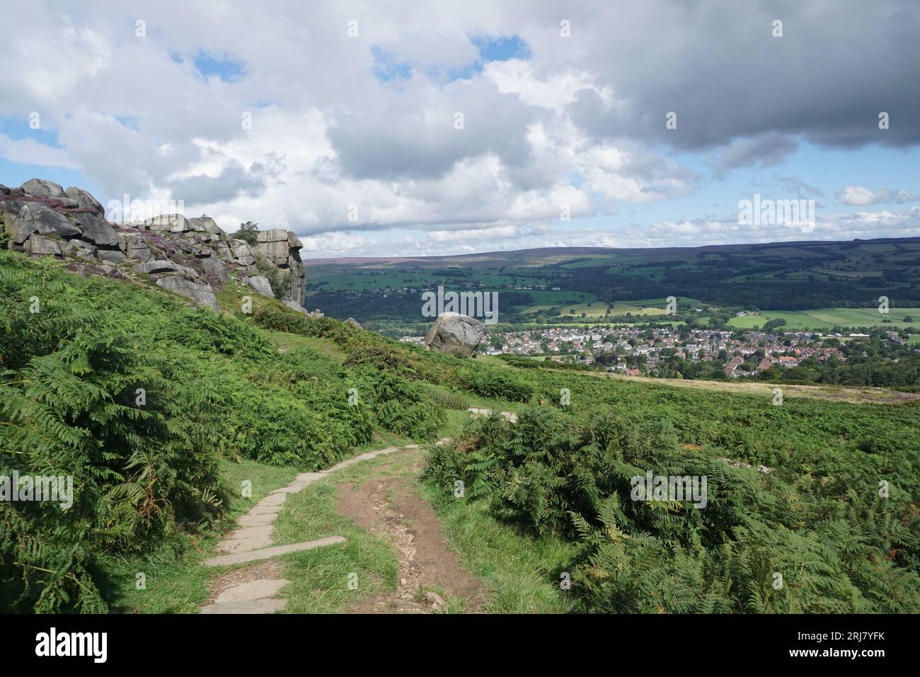 View of Ilkley from Moors Stock Photo - Alamy